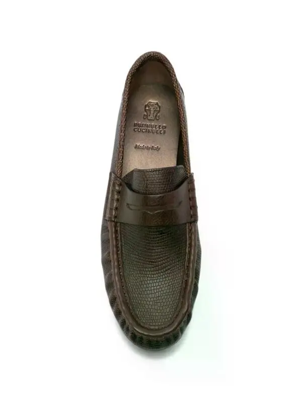Brunello Cucinelli Reptile-effect Leather Loafers