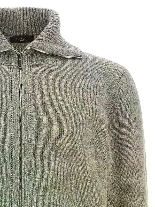 ZANONE Mélange-knit Zip-up Cardigan