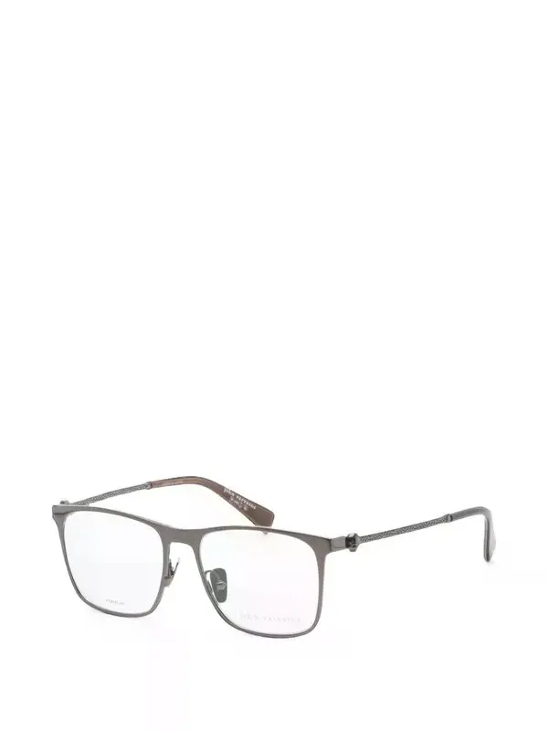 John Varvatos Skull-detail Square-frame Glasses - Silver
