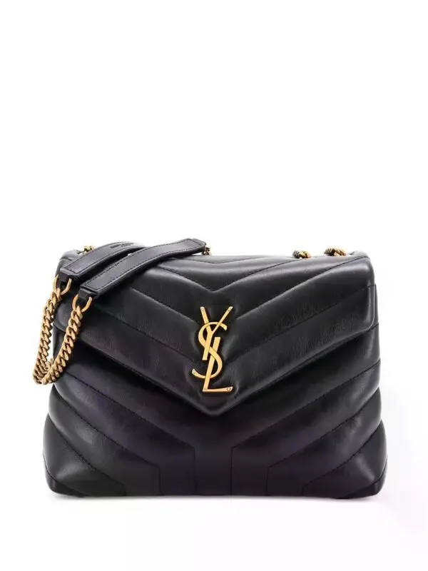 Saint Laurent Loulou Matelassé Chevron Leather Small Shoulder Bag - Black