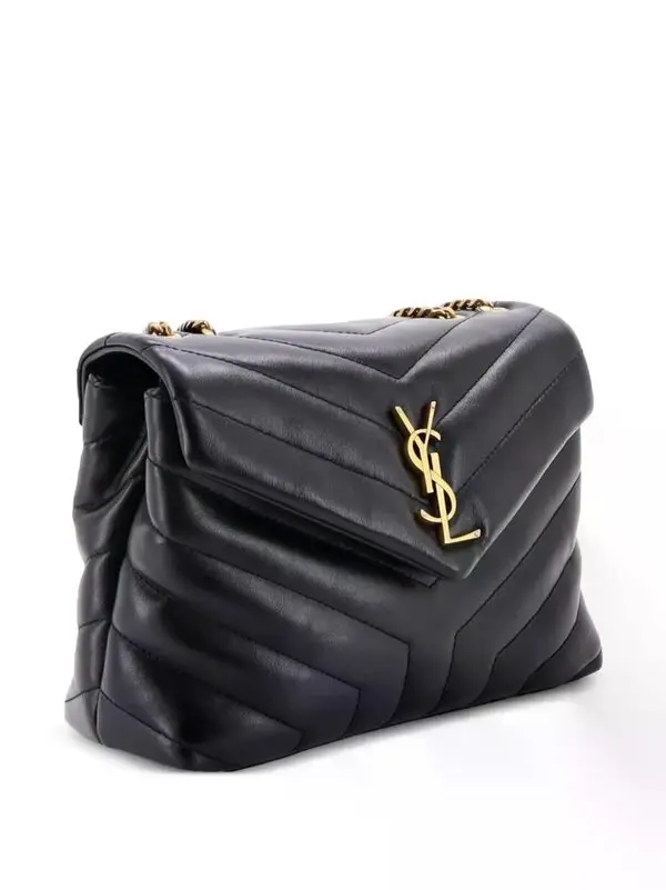 Saint Laurent Loulou Matelassé Chevron Leather Small Shoulder Bag - Black