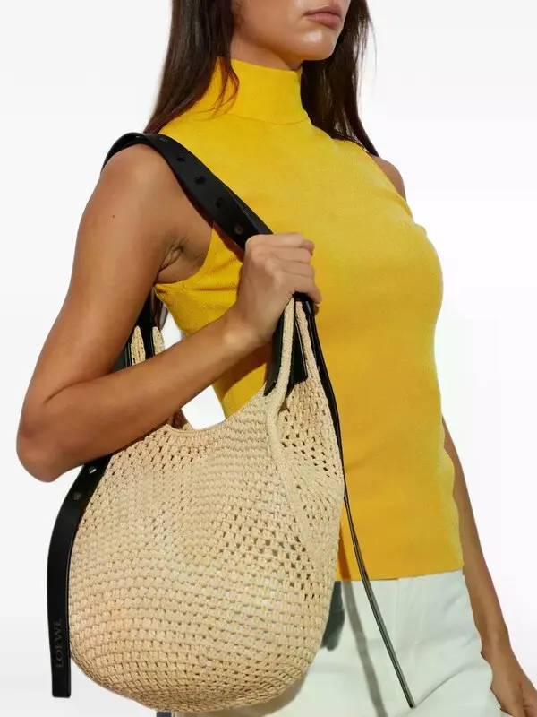 Loewe Small Punch Hole Woven Shoulder Bag - Neutrals