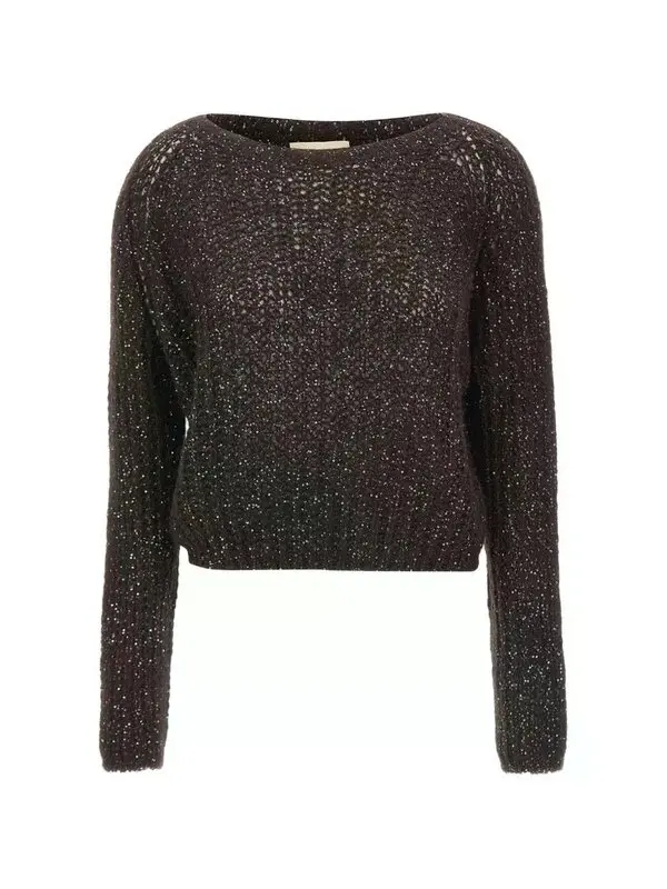 KAOS Sequin-embellished Openwork-knit Sweater