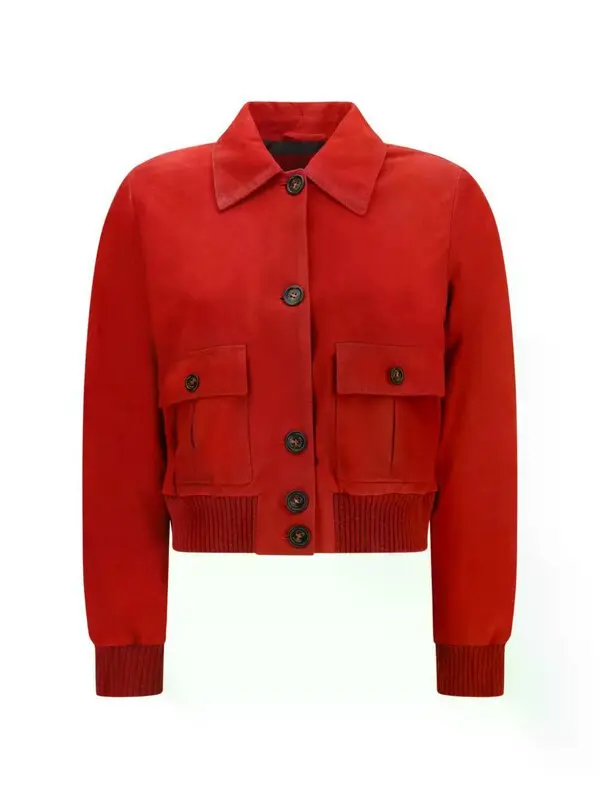 VALSTAR Cropped Suede Bomber Jacket