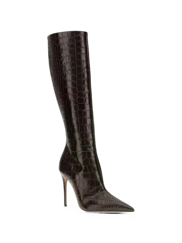Paris Texas Vera Croc-effect Knee-high Boots - Brown