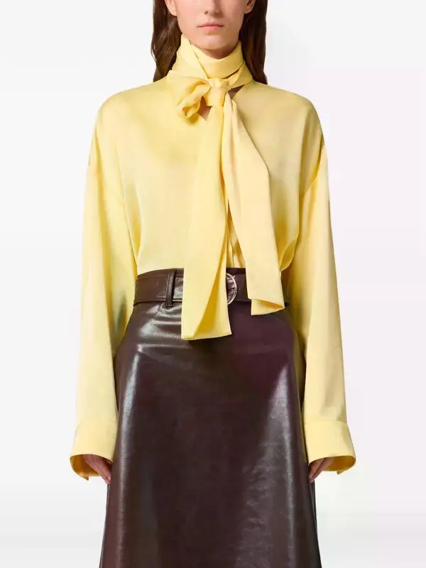 MSGM Pussy-bow Long-sleeve Blouse