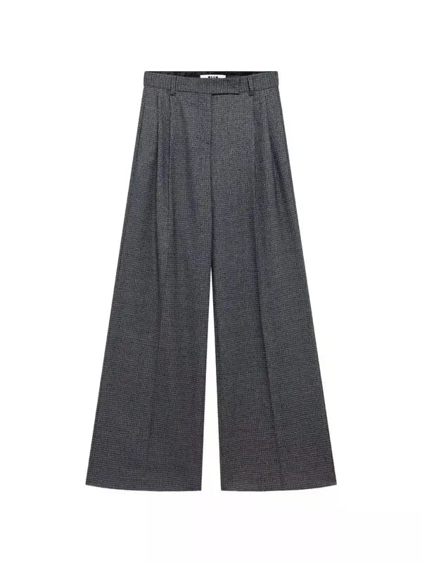 MSGM Check-pattern Pleated Wide-leg Trousers