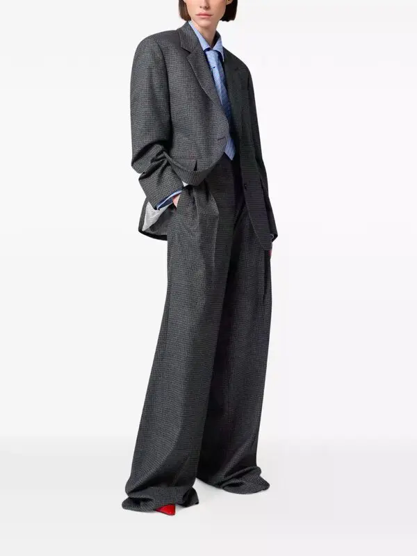 MSGM Check-pattern Pleated Wide-leg Trousers