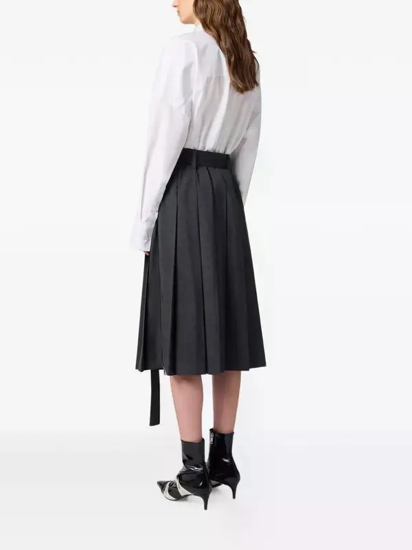 MSGM Belted Pleated Midi Skirt