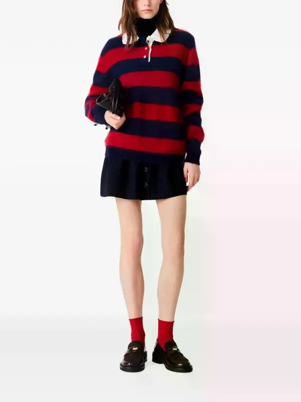 Maje Fluffy Jumper With Poplin Collar