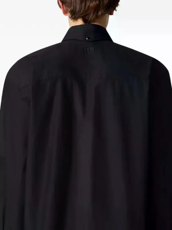MSGM Crystal-embellished Logo-embroidered Shirt