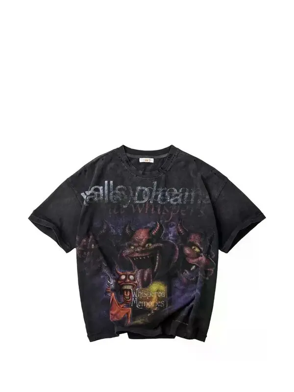 VALE FOREVER Graphic-print Distressed T-shirt - Black