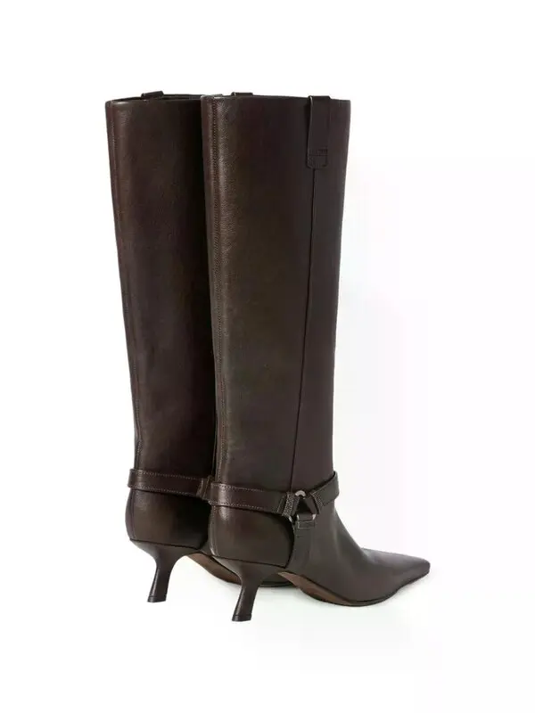 Brunello Cucinelli Leather Riding Boots With Monili Detail