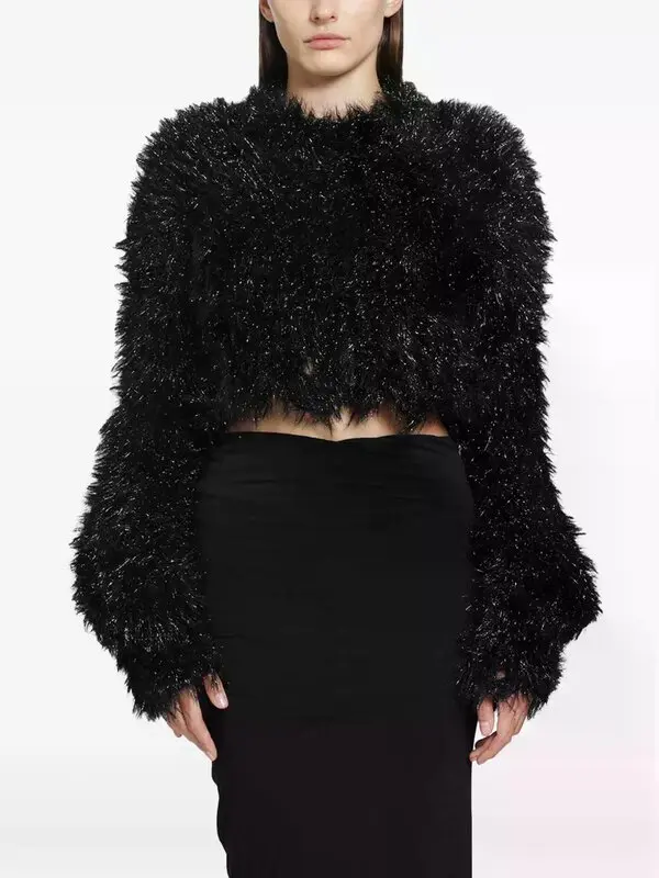 Junya Watanabe Shaggy Cropped Top - Black