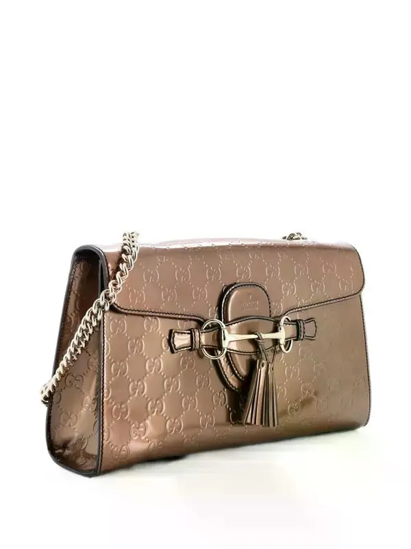 Gucci Emily Chain Flap Bag Guccissima Patent Medium Shoulder Bag