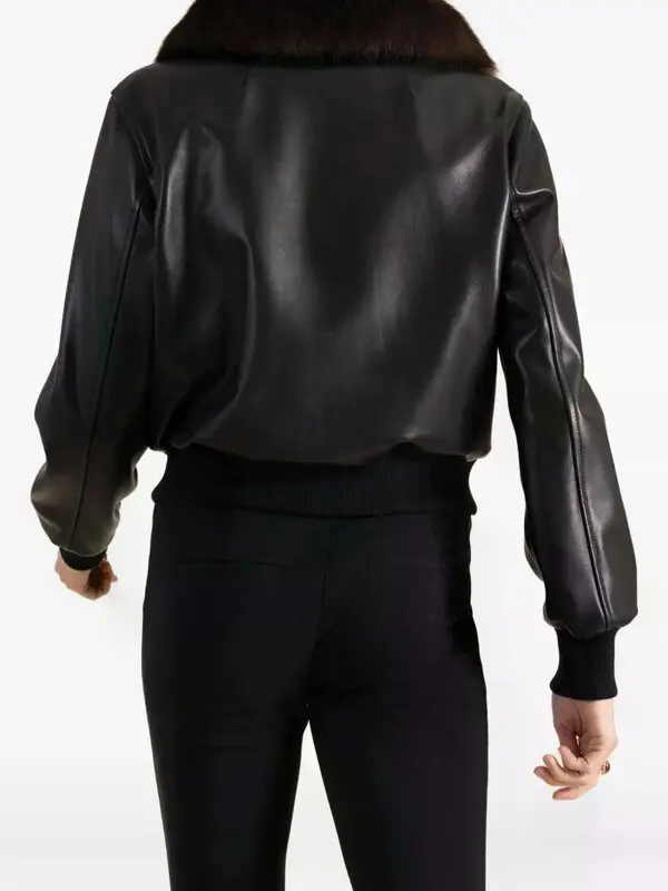 SUSAN BENDER Shearling-collar Leather Jacket