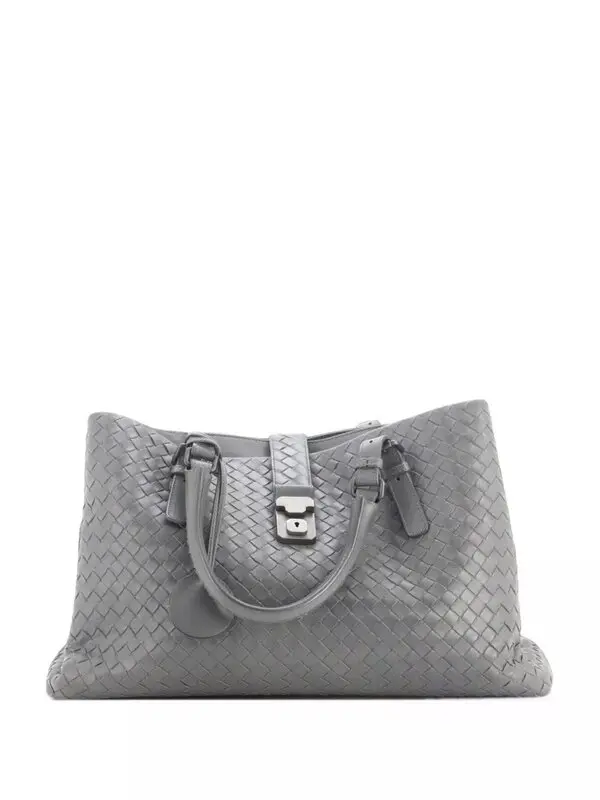 Bottega Veneta Roma Bag Intrecciato Nappa Medium Tote Bag - Grey