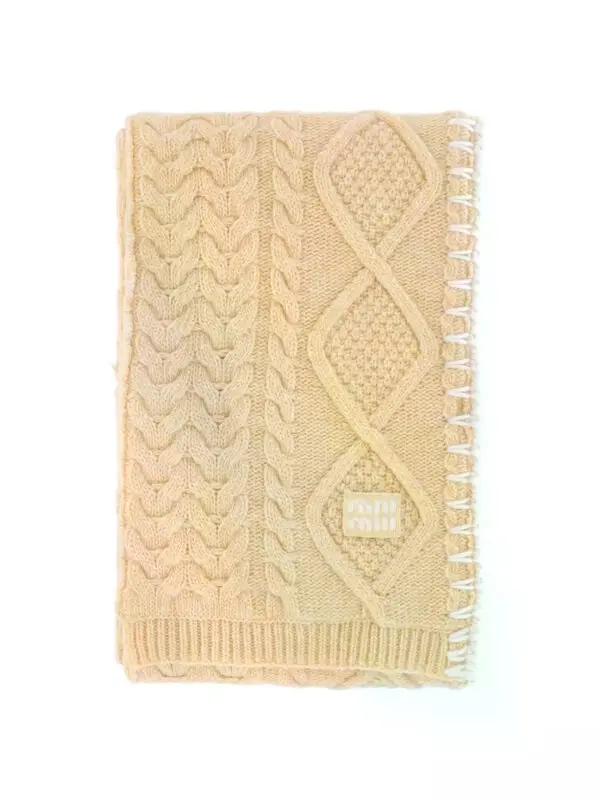 Miu Miu Cable-knit Embroidered Scarf