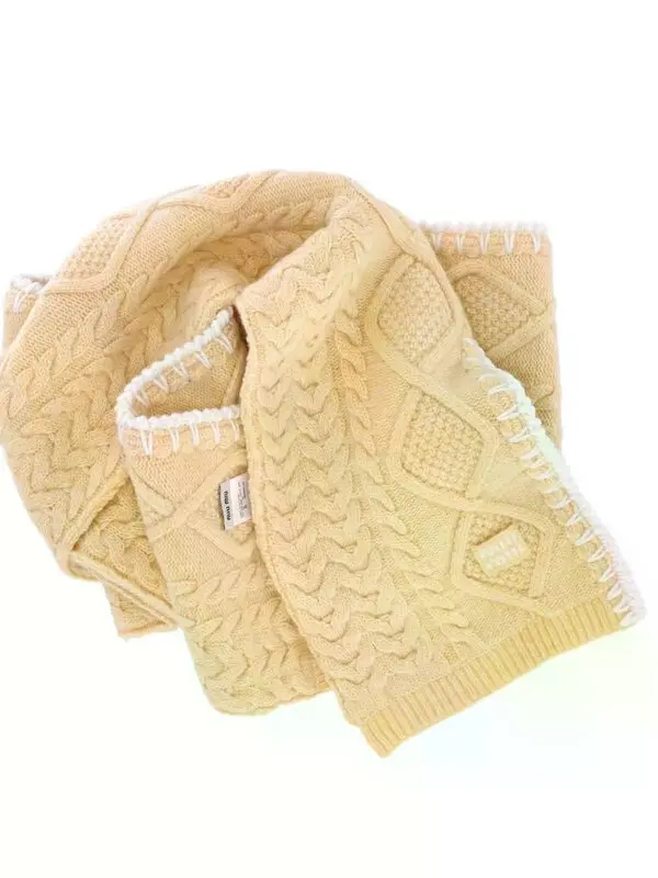 Miu Miu Cable-knit Embroidered Scarf