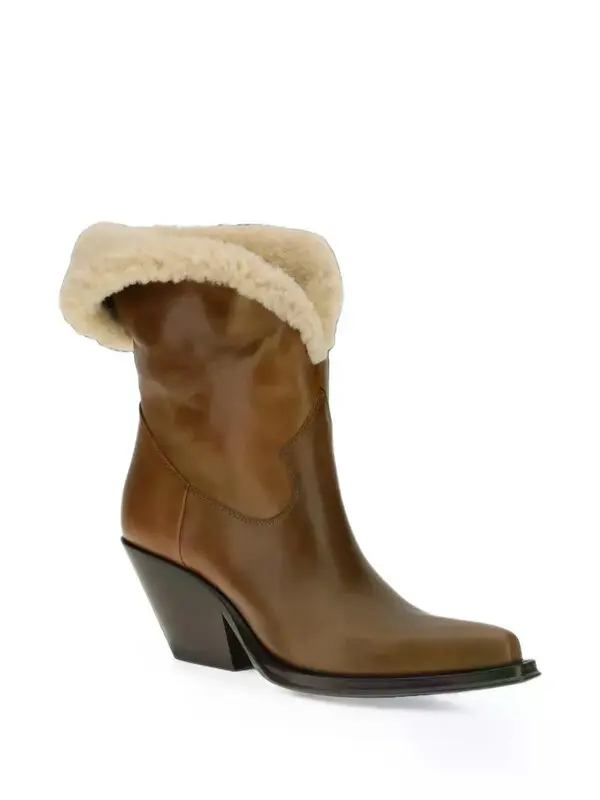 Chloé Azelan Shearling-trim Ankle Boots - Brown