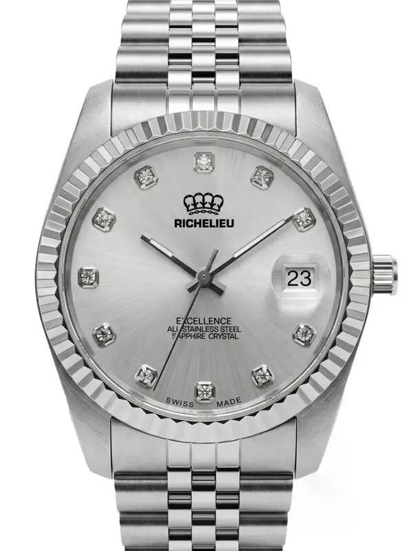 RICHELIEU SWISS Automatic Watch With Crystal Indices And Date Window