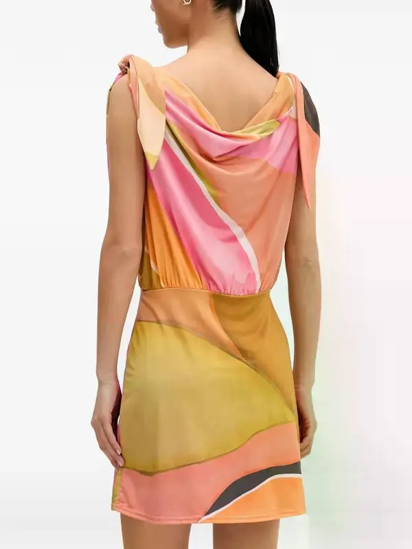 NEVER FULLY DRESSED Abstract-print Tie-shoulder Mini Dress