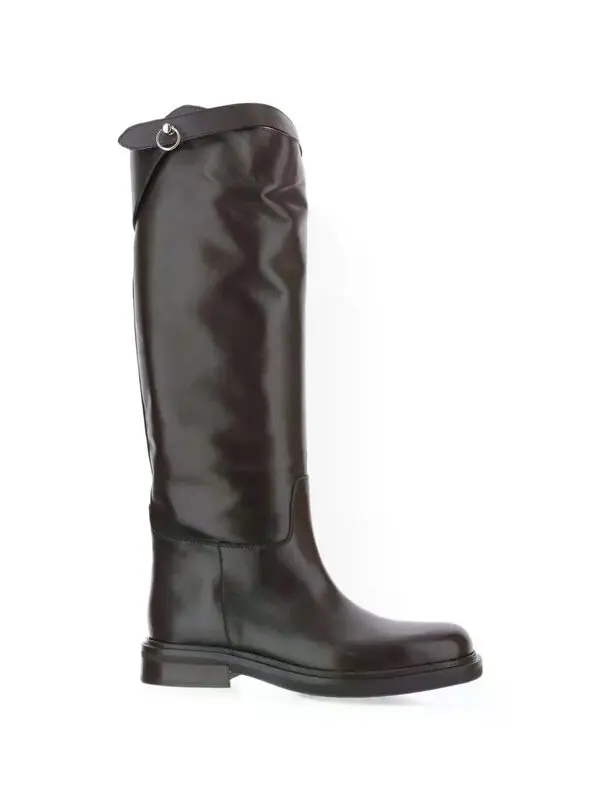 POEVE Buckled Leather Knee-high Boots - Brown