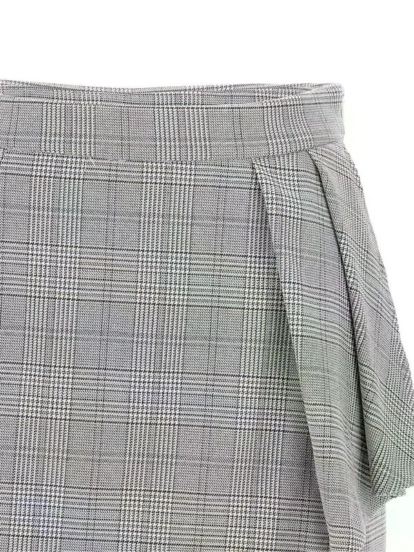 KAOS Check-pattern Ruffled-detail Skirt - Grey