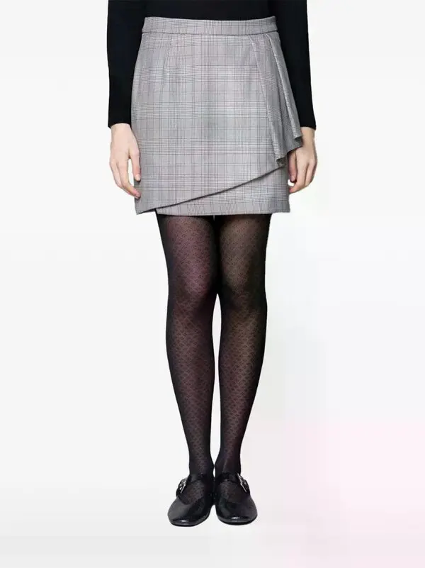 KAOS Check-pattern Ruffled Detail Wrap Skirt