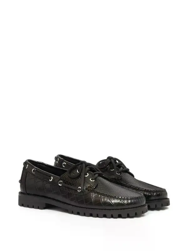 G.H.BASS Mallorie Camp Moc Croc-embossed Loafers - Black