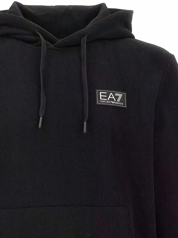 EA7 Ribbed Logo-patch Hoodie