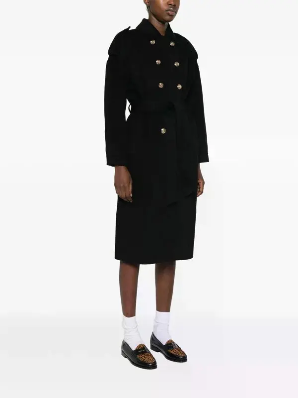 Maje Belted Double-breasted Wool-blend Coat