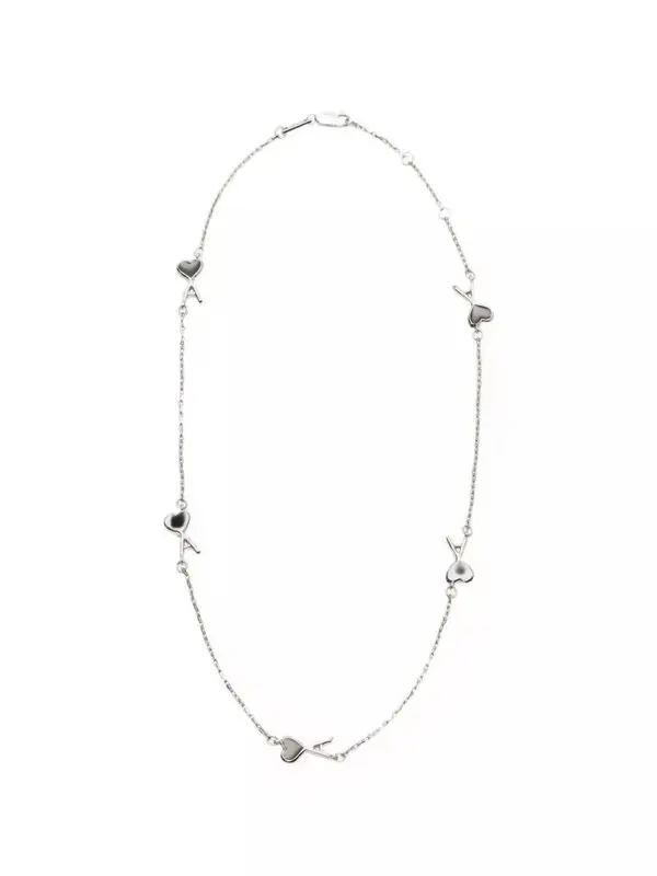 AMI Paris Brass Necklace With Hammered De Coeur - Silver