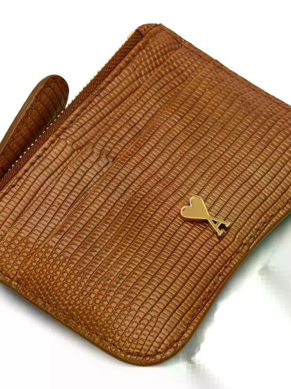AMI Paris Lizard Embossed Paris Paris Zipped Leather Card Holder