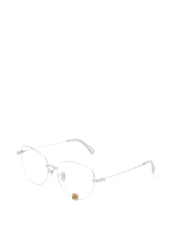 YVMIN Flocked Bear Geometric-frame Glasses