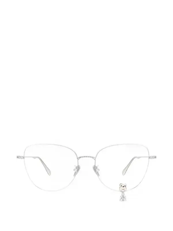 YVMIN Flocked Bear Gemstone Glasses - Silver