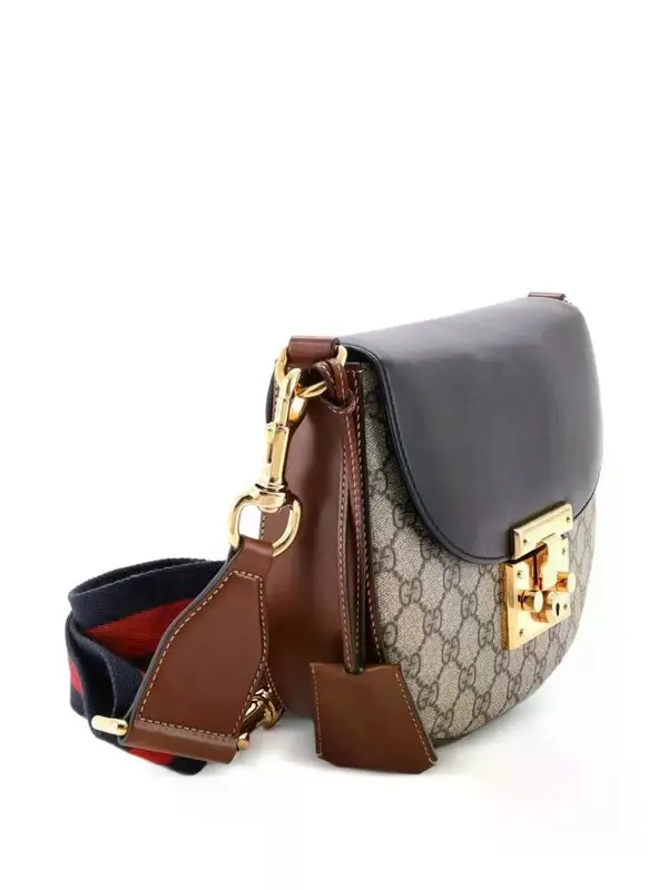 Gucci Padlock Saddle Shoulder Bag In Gg Coated Canvas And Leather