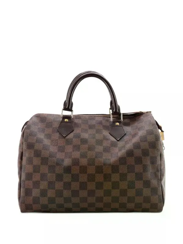 LOUIS VUITTON Speedy Handbag Damier 30 Satchel - Brown