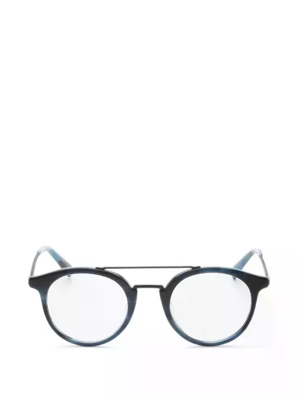 Tumi Double-bridge Round-frame Eyeglasses - Blue