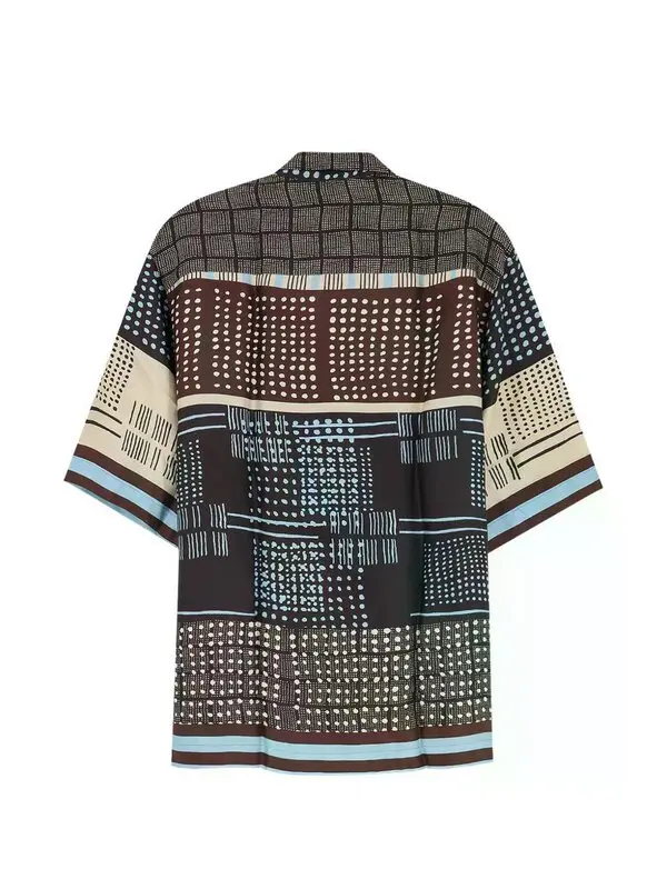 ON ME THE SHIRT Geometric-pattern Bowling-collar Shirt