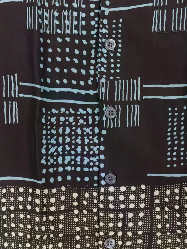 ON ME THE SHIRT Geometric-pattern Bowling-collar Shirt