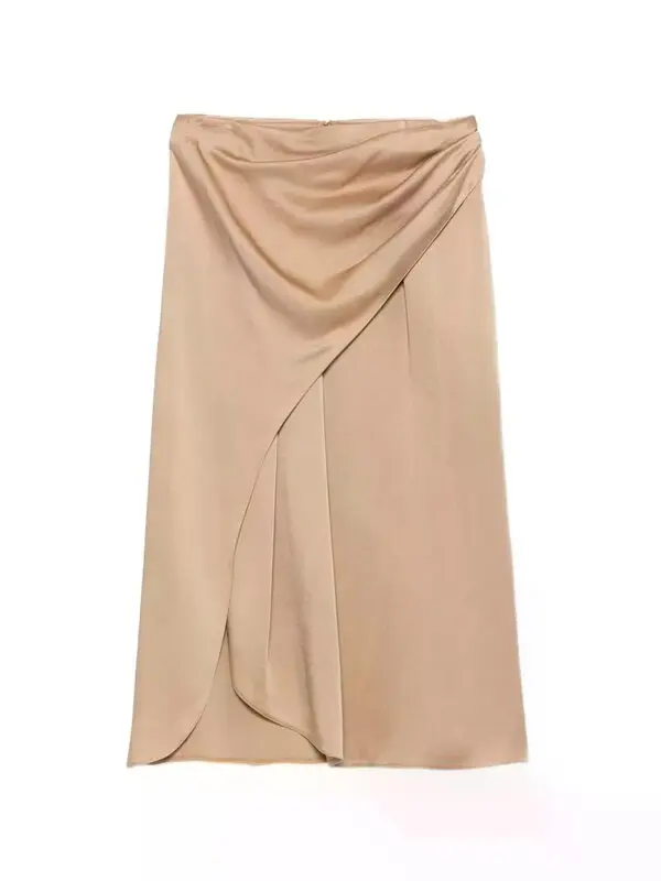 Elie Saab Draped Wrap Midi Skirt - Neutrals