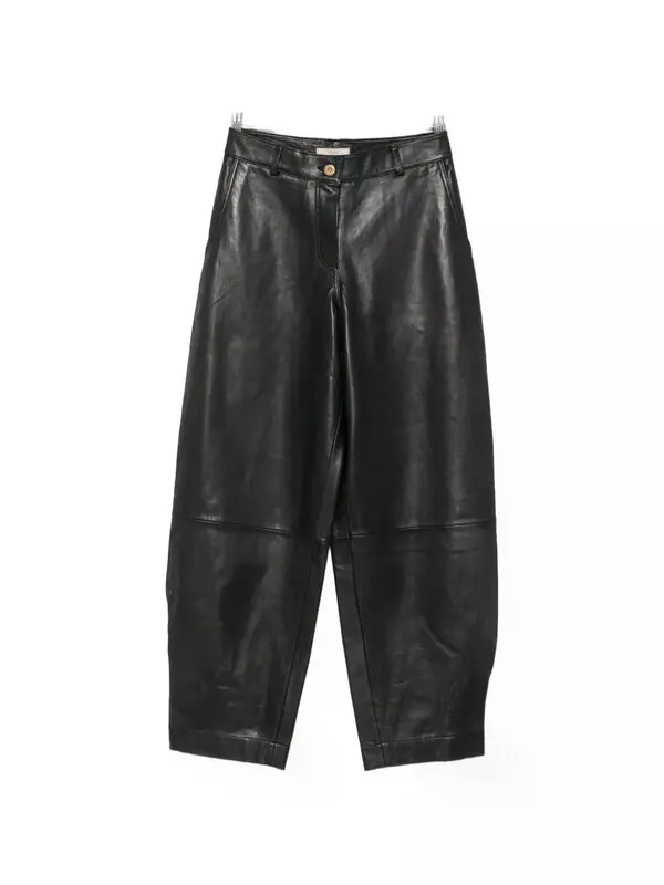 SESSUN Carlea Leather Tapered Trousers - Black