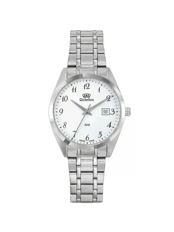 RICHELIEU SWISS Classic 31mm Watch With Arabic Numerals And Date Window - White