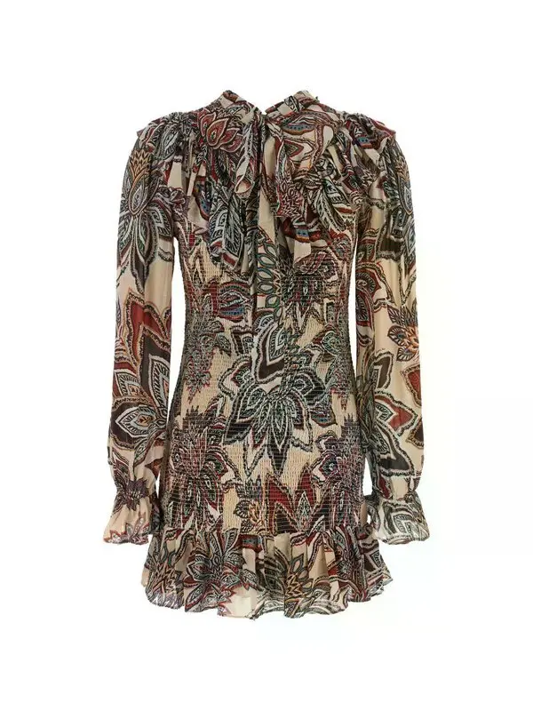 Farm Rio Tapestry Ruffled Smocked Dress
