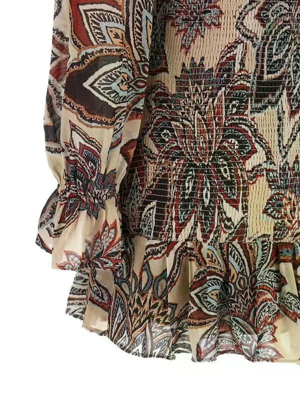 Farm Rio Tapestry Ruffled Smocked Dress