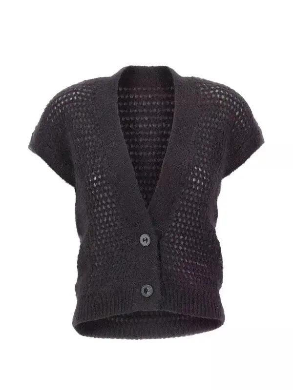 Eleventy Sleeveless Openwork-knit Cardigan - Grey