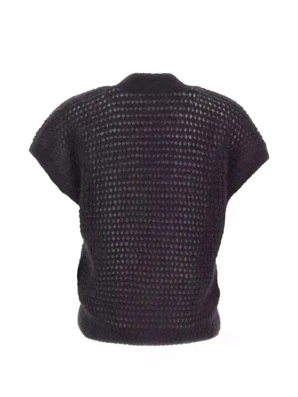 Eleventy Sleeveless Openwork-knit Cardigan