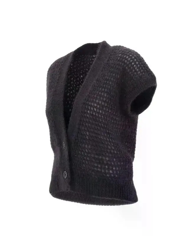 Eleventy Sleeveless Openwork-knit Cardigan