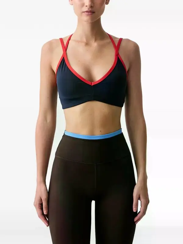 P.E Nation Paramount Logo-print Crossover-strap Sports Bra - Blue